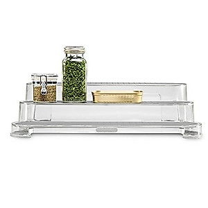 madesmart Clear Shelf Organizer - Lt. Grey | BATH COLLECTION | 3-Tier Cabinet or Countertop Organizer | Soft-grip Lining and Non-slip Fee | BPA-Free
