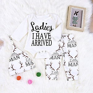 Newborn Suit For Baby Shower Deer Print Long Sleeve Romper+Long Pants+Hat (0-3months, Man),3M