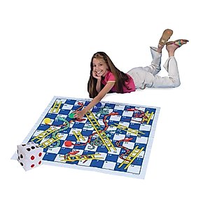 S&S Worldwide Jumbo Snakes & Ladders Game with 40" x 40" Vinyl Game Board Oversized Game Tokens and Inflatable Dice.