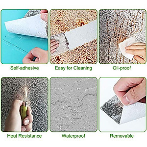 15-3/4" X 590" Aluminum Foil Kitchen Backsplash Sticks Wallpaper, Waterproof Self Adhesive Wallpaper for Kitchen, Oil-Proof Kitchen Contact Paper for Shelf Liner Countertop Cabinets(Silver)