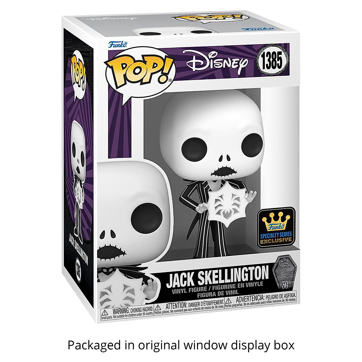 Blue Salamander Emporium Protective Case Bundled with Vinyl Figure – The Nightmare Before Christmas 30th Anniversary – Jack Skellington with Snowflake #1385 Specialty Series