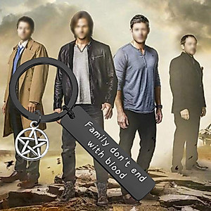 TGBJE Family Don't End with Blood Best Friend Keychain SPN Jewelry Movie Inspired Gift Movie Fans Gift (BL End with Blood)