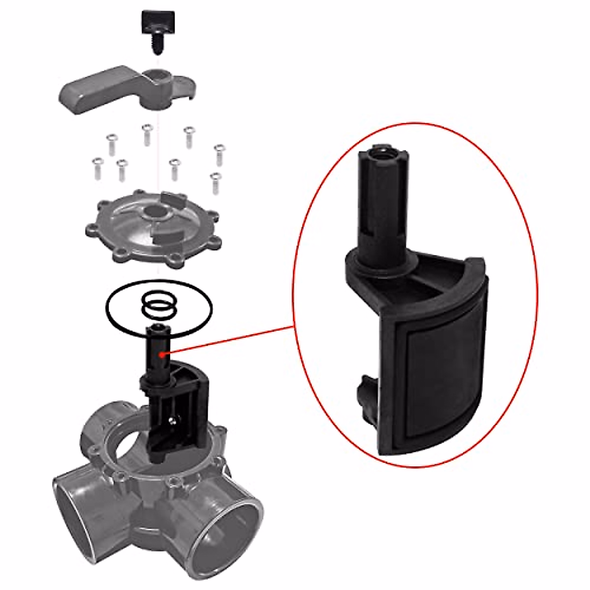 4720 Diverter Valve Kit Replacement for Most Jandy NeverLube 2 & 3 Port Valves and Jandy Gray 2 & 3 Port Valves for Pool and Spa - 2 PCS