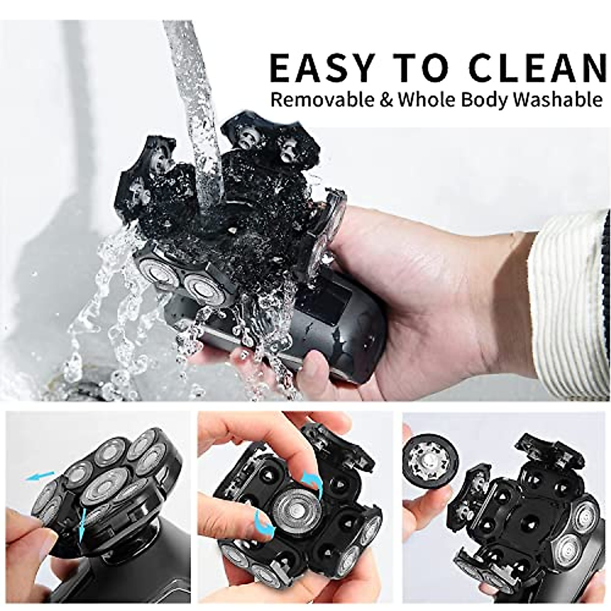 9D Blade Replacement Heads, Shaver Replacement Blades, Head Shavers for Bald Men, Shaver Head Replacement, Stainless Steel Rotary Blades for Electric Head Razor