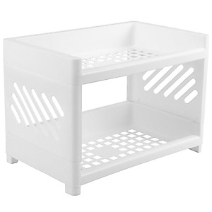 VILLCASE Desk Storage Rack, Desk Organizer Shelf Top Shelf Stand Plastic Bathroom Countertop Organizer Corner Shelf Bedroom Storage Tray Storage Shelf Storage Box Toiletries