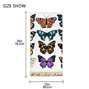 DOMIKING Coloured Butterflies Soft Hand Towels for Bathroom Decorative Guest Towels fingertip Towels for Hotel Spa Gym,16 x 30 inches