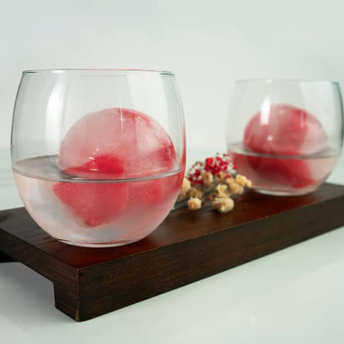 Samuelworld Large Ice Ball Maker with Lid, 6 x 2.5 Inch Ice Balls - Food Grade, Easy To Fill Round Silicone Ice Tray, Perfect Spheres Craft Ice Maker for Whiskey, Cocktails, Gifting - Grey