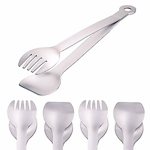 HINMAY Small Serving Tongs 6-Inch Stainless Steel Mini Appetizer Tongs, Set of 4 (Brushed)