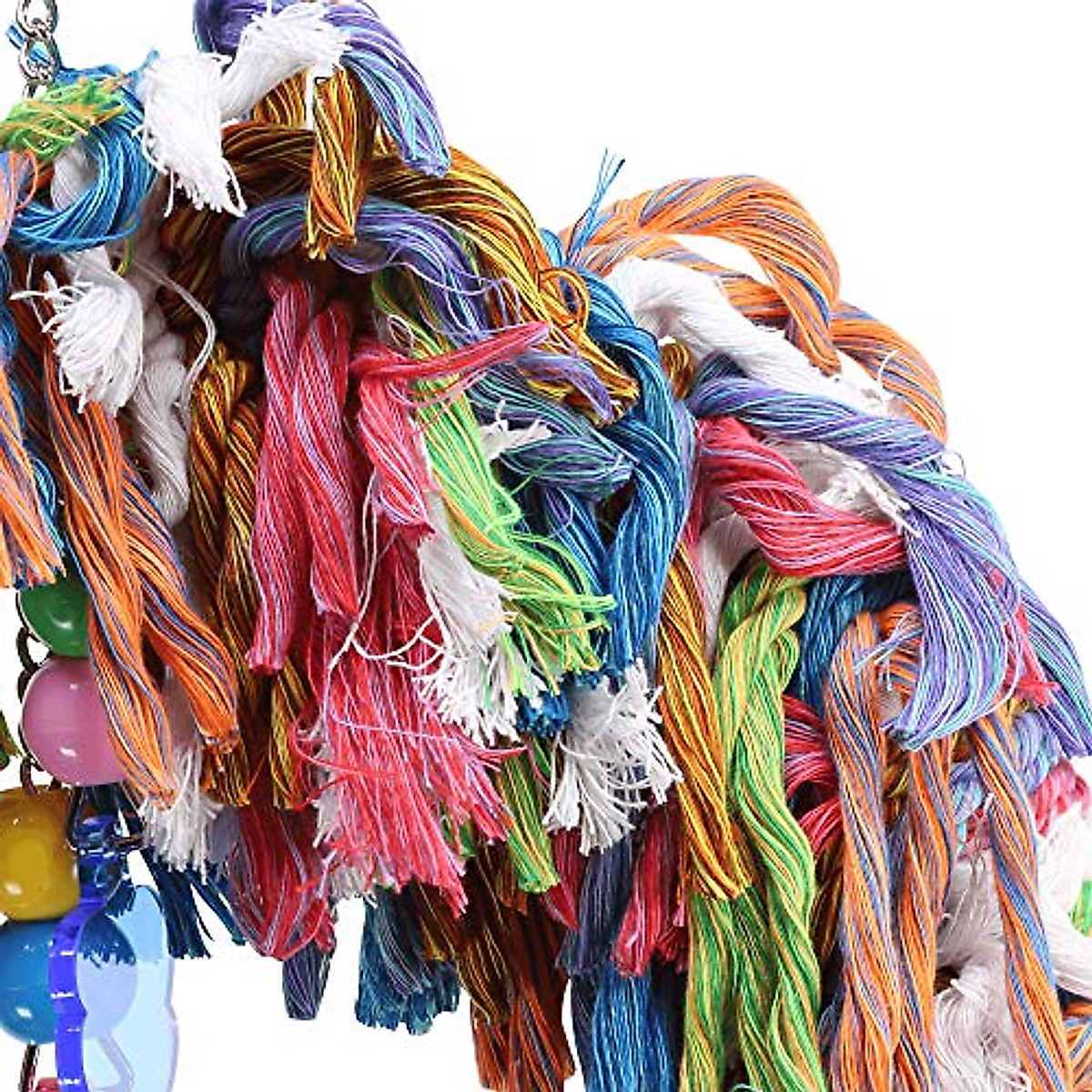 Bonka Bird Toys 1019 Large Fuzz Ring Colorful Cotton Preening Perch Parrot African Grey Cockatoo Amazon