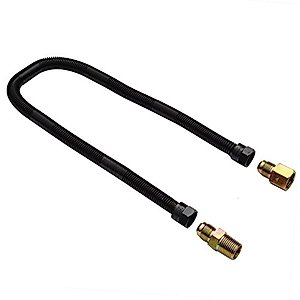 Stanbroil 1/2" OD x 3/8" ID 24" Non-Whistle Flexible Flex Gas Line Connector Kit for NG or LP Fire Pit and Fireplace