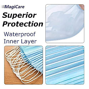 MagiCare Made in USA Masks - Blue Disposable Face Masks - Medical Grade (ASTM Level 1) - Premium 3 Ply Face Masks Disposable Made In USA - Comfortable, Soft, Breathable Face Mask for Adults - Face Mask American Made, 50ct Box