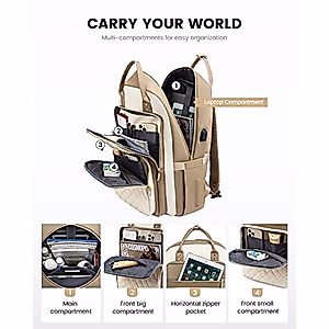 LOVEVOOK Laptop Backpack for Women, Stylish Backpack Purse with USB Port for Travel Work Commuter, Lightweight Casual Daypacks, Nurse Teacher Computer Bag, College Bookbag, Fit 15.6" Laptop