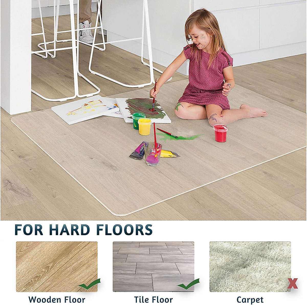 Futurwit Clear Chair Mat for Hard Floors, 47'' x 35'' Transparent Floor Mat for Office, Floor Protector Mat for Office, Home - Rectangle