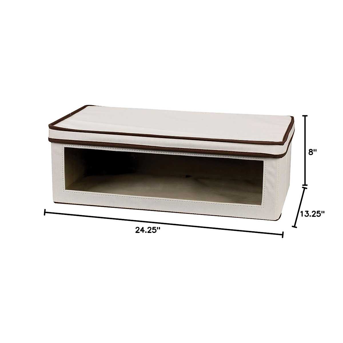 Household Essentials 514 Vision Storage Box - Natural Canvas with Brown Trim - Large