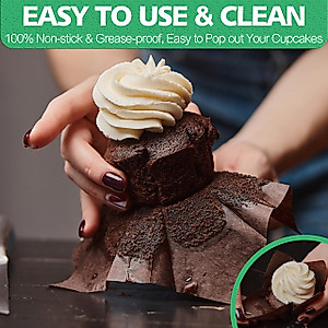 Anaeat Tulip Cupcake Liners Pack of 100, Paper Baking Cups & Muffin Liners Holders - Grease Resistant Cupcake Wrappers for Birthday, Party, Wedding, Christmas