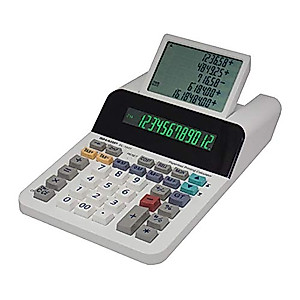 Sharp El-1501 Compact Cordless Paperless Large 12-Digit Display Desktop Printing Calculator That Utilizes Printing Calculator Logic
