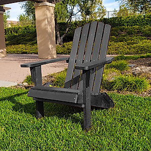 PolyTEAK Folding Adirondack Chair, Premium Weather Resistant Poly Lumber, Outdoor Patio Furniture, Up to 300 lbs, Plastic Adirondack Chairs for Patio Garden Fire Pit, Classic Collection - Black