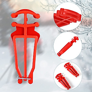 BOXOB Cross Country Skis and Poles Holder, Universal Ski Pole Clips Holder Ski Pole Carrier Ski Accessories, 1 Pair, Red
