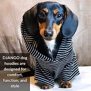 DJANGO Dog Hoodie and Super Soft and Stretchy Sweater with Elastic Waistband and Leash Portal (Medium, Black)