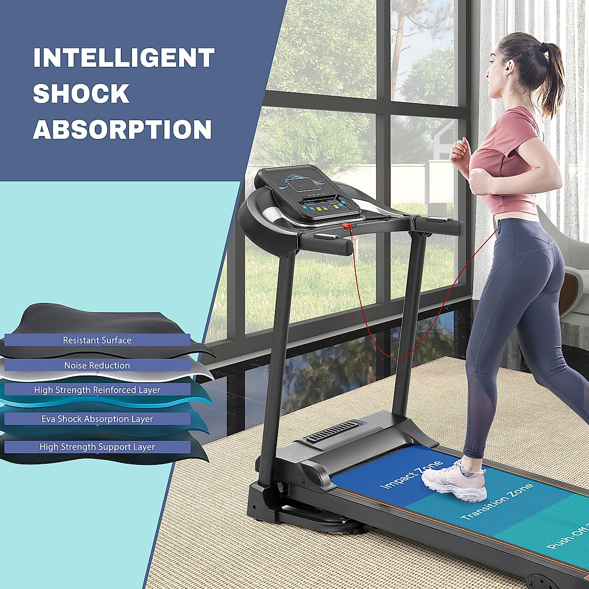 Merax Folding Electric Treadmill with Incline 2.5HP Energy Saving 12 Preset Programs Running Walking Jogging Machine for Home Office Indoor Cardio Exercise