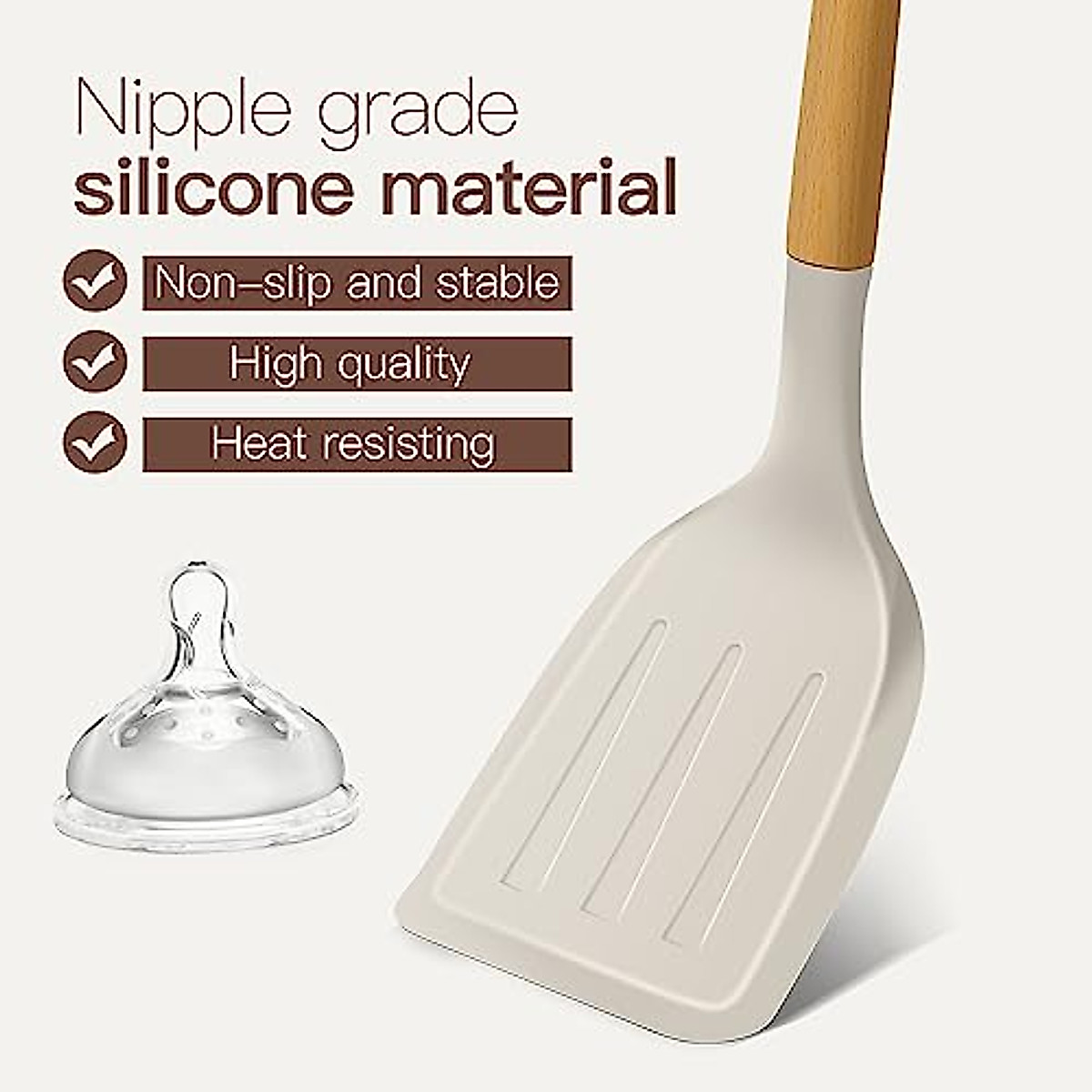 Kitchen Cooking Utensils Set, 14 PCS (Khaki)