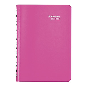 Blueline Essential Academic Weekly/Monthly Planner, 13 Months, July 2023 to July 2024, Twin-Wire Binding, Soft Vicuana Cover, 8" x 5", Bubble Gum Pink (CA101F.01-24)