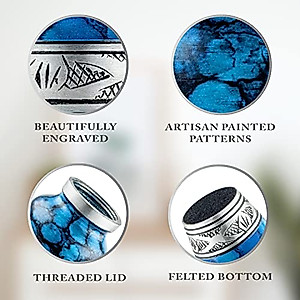 Shared Memories Cremation Urns for Human Ashes - 4 Small Keepsake Mini Urns for Human Ashes | Beautiful Engraved Funeral Urn for Human Ashes in Keepsake Box (Blue, 4)