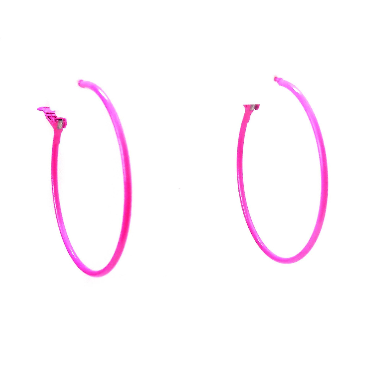 Hot Pink Hoop Earrings Simple Thin Hoop Earrings 2 Inch Hoop Earrings
