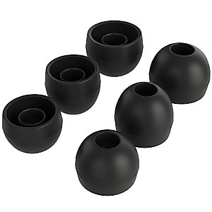 Replacement Earbud Tips [3 Pairs] Rubber Gel Ear Tips for in-Ear Headphones, Earbuds, Black