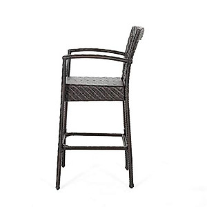 Christopher Knight Home Megan Outdoor 46" Wicker Barstool (Set of 2), Multi Brown Finish