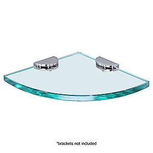 Dulles Glass 12" x 12" Quarter Round Floating Glass Shelf - Shelf Only - Tempered - 3/8" Thick - Flat Polished Glass