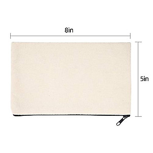 Legigo 10 Pack Blank DIY Craft Bag Canvas Pencil Case Blank Makeup Bags- Beige Canvas Pencil Pouch Bulk Canvas Cosmetic Bag Multi-Purpose Travel Toiletry Bag Canvas Zipper Bags (8.3 × 5 Inch)