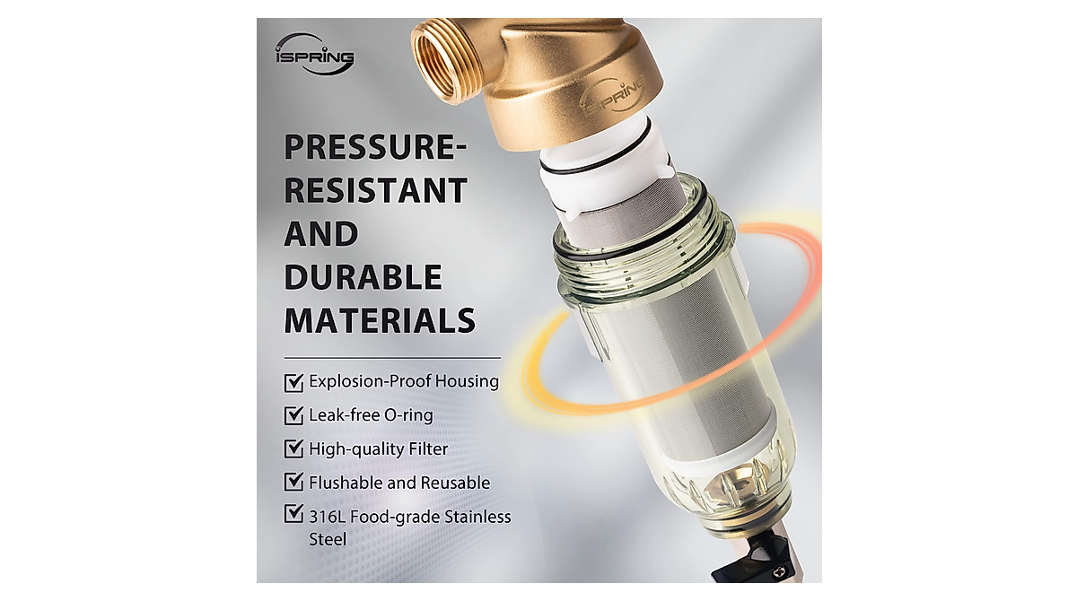 iSpring WSP-50 Reusable Whole House Spin Down Sediment Water Filter, 50 ...