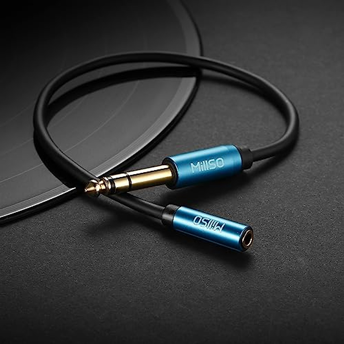 MillSO 1/4 to 3.5mm Headphone Adapter TRS 6.35mm 1/4 Male to 3.5mm 1/8 Female Stereo Jack Audio Adapter for Amplifiers, Guitar, Keyboard Piano, Home Theater, Mixing Console, Headphones - 12inch/30CM