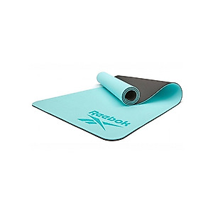 Reebok Double-Sided Yoga Mat - Lightweight, Compact, Rollable, and Cushioned Supportive Workout Mat for Yoga, Pilates, and General Exercise - Non Slip Base with Reversible Design - 6mm, Blue