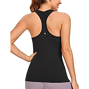CRZ YOGA Women's Butterluxe Workout Tank Tops Racerback Tank Yoga Sleeveless Top Camisole Athletic Gym Shirt Black Large