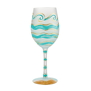 Enesco Designs by Lolita Eternal Tides Hand-Painted Artisan Wine Glass, 15 Ounce, Multicolor