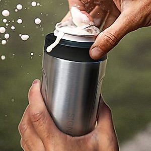 3-IN-1 Insulated Can Cooler - Signice Double Walled Vacuum Insulator Stainless Steel Slim Can Cooler for 12 Oz Skinny Tall Can/Standard Regular Can/Beer Bottle (Aqua)