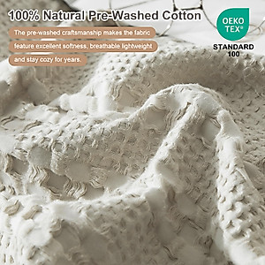 Ivellow Duvet Cover King Waffle Weave Duvet Cover Set 100% Cotton Textured Khaki Duvet Cover Cozy Soft Breathable King Duvet Cover Skin-Friendly Luxury Comforter Cover Bedding Set All Season 104"x90"