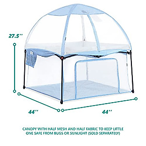 Dream On Me Ziggy Square Baby Playpen in Blue, Easy Set Up and Lightweight, Breathable Mesh Walls, Playpen for Babies and Toddlers