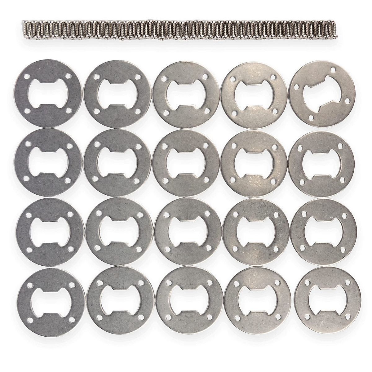 Stainless Steel Bottle Opener Hardware, 20-Pack, Round Bottle Opener Insert, Bottle Opener Kit Woodturning comes with 4 SS Screws, Bottle Opener Blanks, Circle Bottle Opener (20)