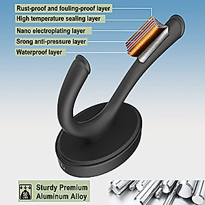 TOFIIGREM Black Wall Hooks Towel Hook, Thick Aluminum Alloy Heavy Duty Coat Hooks for Hanging Key Robe Hat Backpack, Wall Mount Hooks Bathroom Kitchen Garage Hooks(6 Pack, Matte Black)