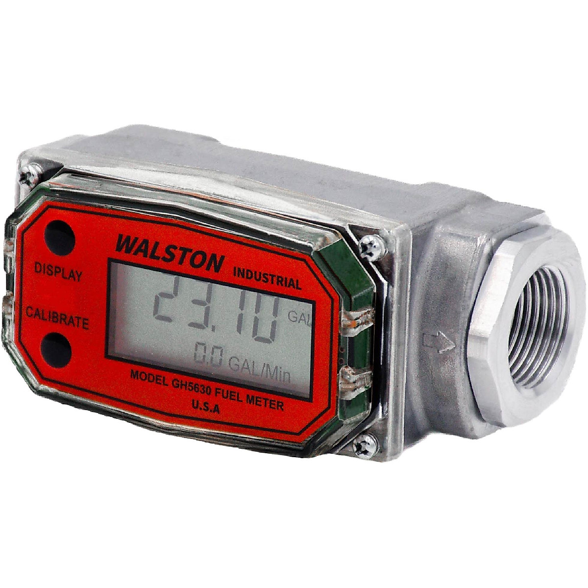 WALSTON INDUSTRIAL GH-5630 Digital Fuel Meter 3/4 Inch, Diesel Fuel Meter, 3-30 GPM, Diesel, Gasoline, Kerosine, Lubricants, 3/4" NPT