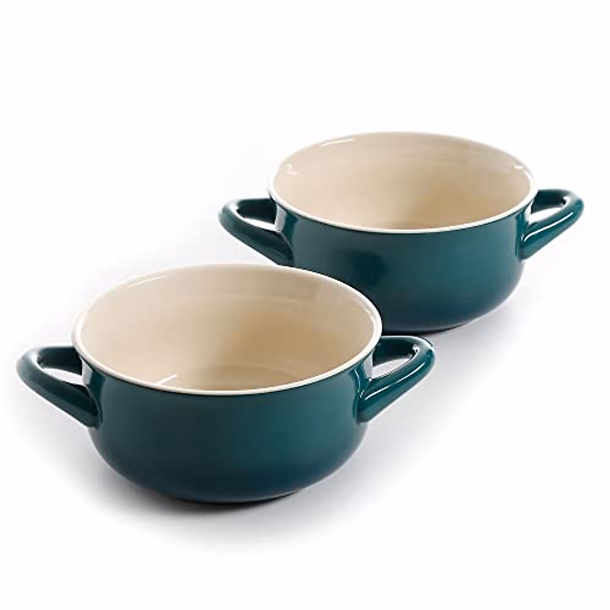 Crock Pot 30oz Artisan Stoneware Soup Bowl w/Handle, 2-Pack, Teal Gradient