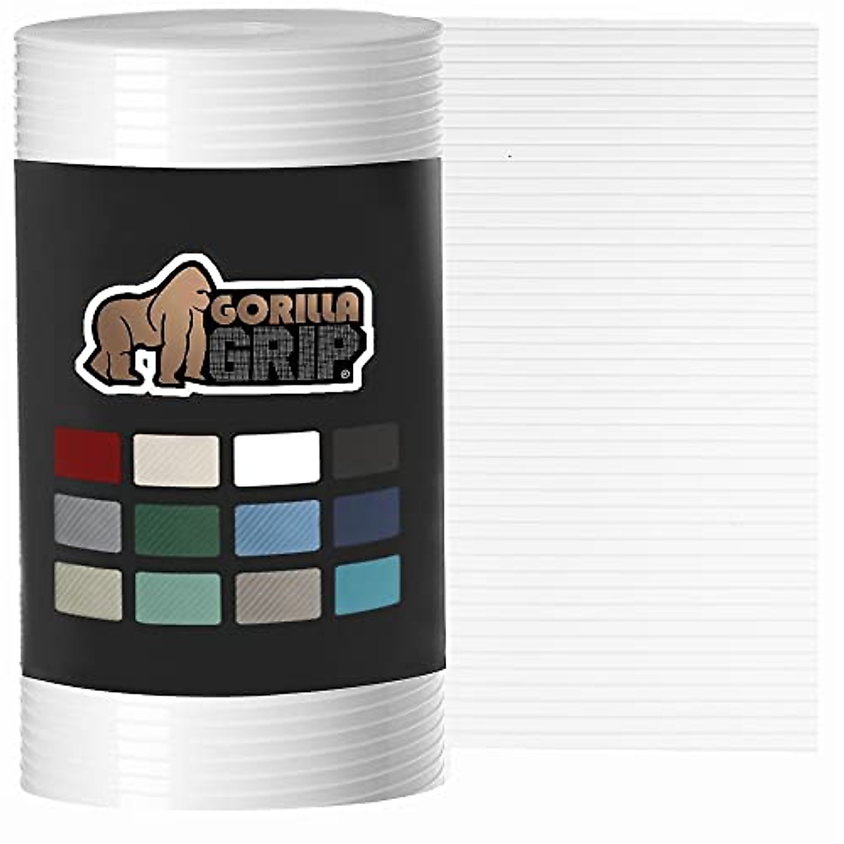 Gorilla Grip Ribbed Drawer and Shelf Liner for Cabinet, Non Adhesive Waterproof Protection for Kitchen, Strong Grip, BPA Free Plastic Liners for Cabinets, Bathroom Cupboard Drawers, 17.5x20, Clear