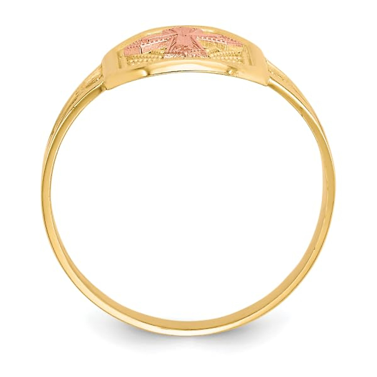 IceCarats 10K Two Tone Gold Antique Filigree Holy Cross Ring Christian Religious Band Size 6