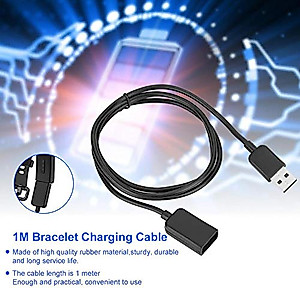 CUIFATI Bracelet Watch Charger, 1 Meter Long Wristband Charger, Portable USB Charging Cable Rubber TPE Soft Wire USB Charger Adapter for Smart Bracelet 4 1m/3.28ft Black