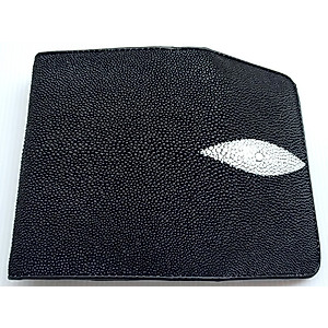 Julie Genuine Real Stingray Skin One Eye Leather Trifold Clutch Black Wallet Purse