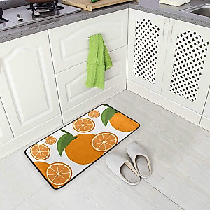 DOMIKING Floor Mats Kitchen Floor Rug - Oranges Fruits Non Slip Absorbent Kitchen Runner Rug Washable Anti-Fatigue Area Rug 20x20in for Kitchen Home Decoration Bathroom