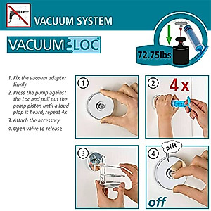 WENKO Wall Hooks with Loc-Vacuum Technology, for Hanging, Storage, for Shower, for Kitchen, No Drilling, No Holes, No Screws, Without Nails, 9.29" x 1.57" x 3.74", Chrome